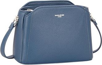David Jones Sac bandouli&egrave;re Femme - Pochette port&eacute; &eacute;paules - Sacoche Similicuir - Taille Moyenne - Ville Travail Voyage Chic Classique (NAVY)