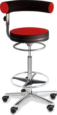 Sanus Gesundheitsstuhl Hochstuhl Schreibtischstuhl Sitzhöhe variabel von 63-89 cm, Stoffbezug (rot/schwarz), Ergonomischer Bürostuhl