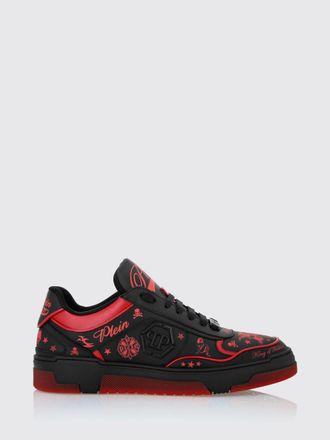 Philipp Plein Baskets basses en cuir lisse avec imprim&eacute; graphique et logo