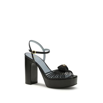 Valentino Garavani Womens Black Goatskin Platform Sandals