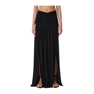 Amazu&igrave;n Amazuin, Femme, Jupes, Noir, Taille: ONE Size Ruched Side-Slit Maxi Skirt