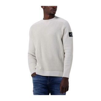 Calvin Klein Monologo Badge Pullover - - Knitwear - Herren - Wei&szlig; - XS