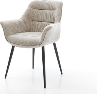 DELIFE Esszimmerstuhl Kaira-Flex Webstoff Soft Beige 4-Fu&szlig; konisch Schwarz, Esszimmerst&uuml;hle