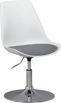 Amstyle Korsika, Drehsessel Esszimmerstuhl Stoff-Sitzfläche in Weiß/Grau, Drehstuhl ist höhenverstellbar, Drehhocker mit Rückenlehne, Besucherstuhl mit Schale