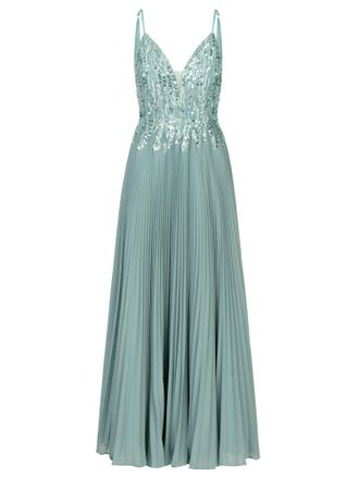 Apart Fashion Damen Abendkleid, Besticktes Spitzen & Chiffon Kleid, tiefer V-Ausschnitt, ärmelloses Maxikleid, verstellbare Träger, plissierter Langer Rock, formell