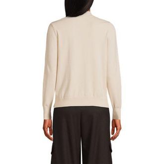 Lands End Stehkragenpullover mit &Auml;rmelkn&ouml;pfen, Damen, Gr&ouml;&szlig;e:40-42 regular, Beige, Polyester/Nylon/Viskose, by Lands End