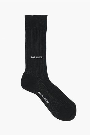 Dsquared2 Long Ribbed Solid Socks With Contrast Logo size 40
