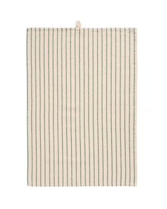 Ib Laursen Geschirrtuch Orla Natur m/dunkelgr&uuml;nen eingewebten Streifen B: 50 L: 70