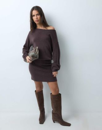 Abercrombie & Fitch Strick-Pulloverkleid in Braun