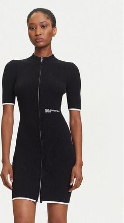Karl Lagerfeld Strickkleid A3W13013 Schwarz Slim Fit
