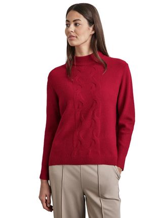 Street One Damen A302966 Pullover Mit Strickmuster, Autumn Red, 46 EU