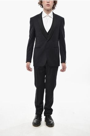 Corneliani Three-Piece Suit with Satin Shawl Lapel size 44