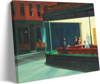 Cambos Edward Hopper ber&uuml;hmte Malerarbeiten (Nighthawks) Druckposter Coole Kunstwerke Malerei Wandkunst Leinwanddrucke H&auml;ngem&auml;lde Heimdekoration Geschenkidee