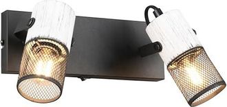 Trio Leuchten Spotbalken Tosh 804370234, Metall Schwarz matt, Holz Weiß, exkl. 2x E27