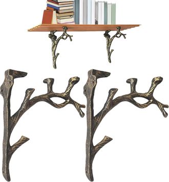 Generic Regalhalterungen f&uuml;r Wandregale, 16 x 18,5 x 4,5 cm, rustikal, schweres Metall, schwimmende Wandhalterung, dekorativ, mit Halterung im Retro-Stil | Ha