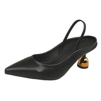 Generic Escarpins &agrave; bout pointu pour femme - Talon moyen - Dos nu - Pour bureau, soir&eacute;e, f&ecirc;te, Noir, 40.5 EU