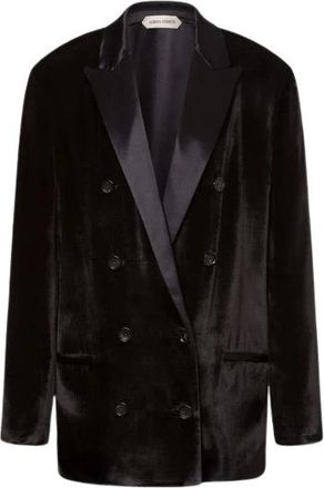 Alberta Ferretti Femme, Vestes, Noir, Taille: 44 FR Blazer brillant en velours &agrave; double boutonnage