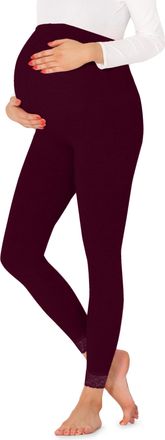 Be Mammy Damen 7/8 Umstandsleggings BE20-262(Weinrot,XXL)