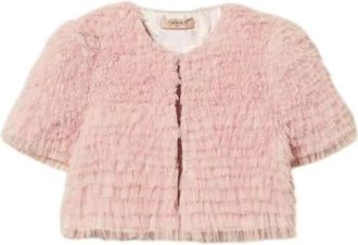 Twinset Femme, Vestes, Rose, Taille: 42 FR Cropped Tulle Ruffle Jacket
