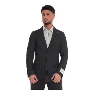 Paoloni Schmale Passform Wollmischjacke - - Jackets - Herren - Schwarzk - L