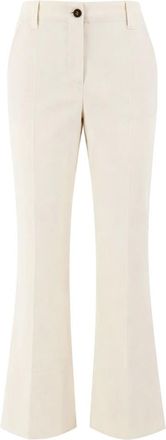 Brunello Cucinelli Femme, Pantalons, Blanc, Taille: 42 FR Wide Pantalons