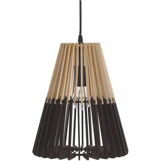 Beliani H&auml;ngeleuchte Schwarz/ Hellbraun 121 cm MDF-Platte Zweifarbig Boho-Industrie Look f&uuml;r Wohn- Schlaf- und Esszimmer Modernes Design