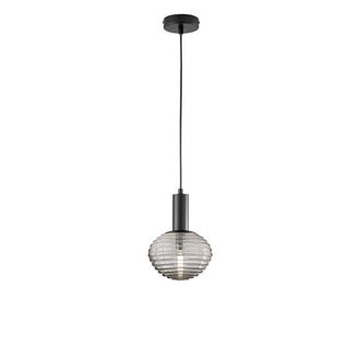 Luce-Ambiente-Design Ripple suspension in Black Metal and Smoked Glass 150x18 Cm