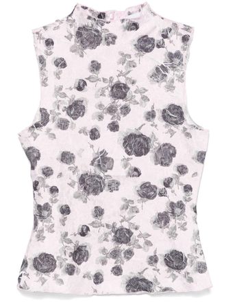 Ganni Top mit Blumen-Print - Rosa