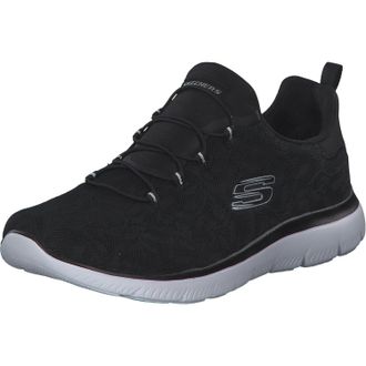 Skechers Summits Damen-Sneaker, Schwarzes Netzgewebe mit wei&szlig;em Besatz, 38 EU