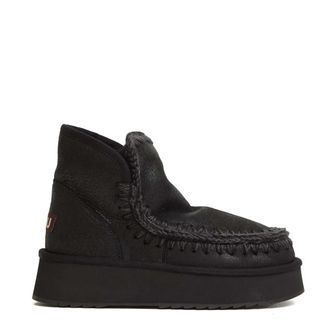 Mou Stiefel - Mini Eskimo Platform Boots With Crochet Stitch Det - Gr. 35 (EU) - in Schwarz - f&uuml;r Damen