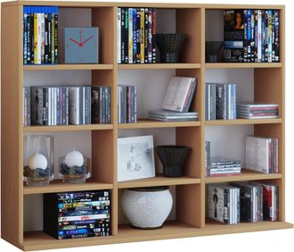 VCM Holzregal stehend/platzsparender CD-Schrank f&uuml;r 480 CDs oder 224 DVDs/Ma&szlig;e:H. 82 x B. 102 x T. 23 cm/Elegantes DVD Regal stehend/Blu-Ray Regal/CD Rega