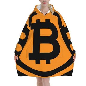Generic Sweat &agrave; capuche avec symbole Bitcoin pour femme et homme adulte surdimensionn&eacute; pour une couverture douce et chaude