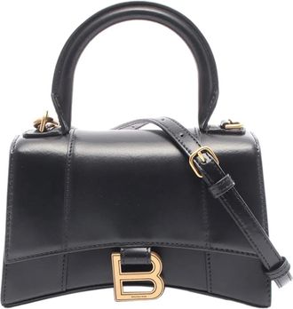 Balenciaga 2010-2025 XS Shiny Box Calfskin Hourglass Top Handle Bag satchel - Schwarz