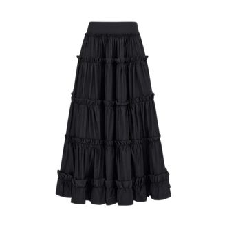 Roberto Cavalli Femme, Jupes, Noir, Taille: 38 FR Jupe Longue Noire à Volants