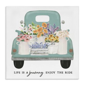Stupell Industries Enjoy Ride Floral Truck Leinwand-Kunst, Design von Lettered and Lined, 61 x 61 cm