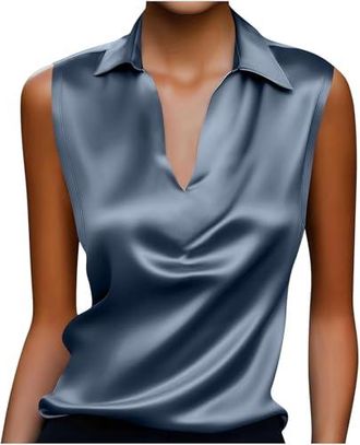 Generic Debardeur Femme Chic et &eacute;l&eacute;gant Stain Chemisier sans Manche D&eacute;bardeur Top Ete Haut Chic et Elegant Fluide Ample Caraco Vetement Femme Tee Shirt sans M