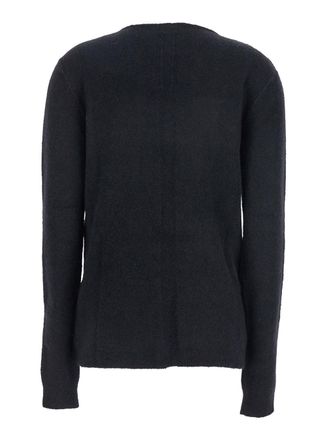 Rick Owens Womens Black Sweater With Cut-Out Details Alpaca Tops Top