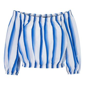 Marc Cain Gestreifte Carmen-Bluse - - Blouses & Shirts - Damen - Blau - M
