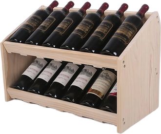 Generic 2-st&ouml;ckiges Weinregal, Weinflaschenhalter aus Holz, Ausreichend Fassungsverm&ouml;gen, Stabil und Langlebig, Einfach zu Montieren, Geeignet f&uuml;r Den Private