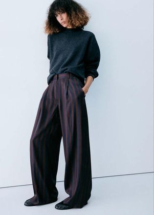 Mango Pantalon rayures pinces bleu marine - Femme - 36 - MANGO