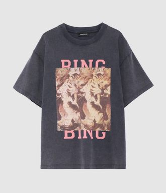 Anine Bing Tee Shirt Cade Tiger Bing Washed Black