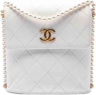 Chanel Sac bandouli&egrave;re matelass&eacute; vintage doccasion - Femme - Pre-owned - Blanc - Taille: ONE Size