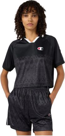 Champion Femme, Sport, Noir, Taille: 36 FR T-shirt bicolore col en V