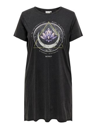 Only Carmakoma Damen Kleid modisches Midi Dress Print Plus Size Curvy, Farben:Schwarz-2, Gr&ouml;&szlig;e:46-48