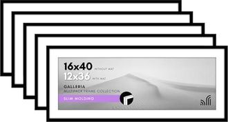 Americanflat 40,6 x 101,6 cm Posterrahmen mit poliertem Plexiglas - 5er-Set - Verwendung als 12 x 36 Rahmen mit Passepartout oder 16 x 40 cm Rahmen ohne Passeparto