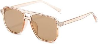 Generic Lunettes de soleil rétro à double ponts pour femme - Bleu et orange dégradé - UV400 - Pour homme - Champagne Tea, taille unique 2026