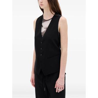 Ann Demeulemeester Fluid Viscose V-Neck Vest - Black
