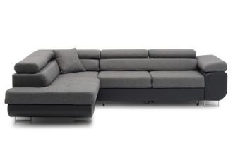 Generic Ecksofa Rigatto 270x200 mit Schlaffunkction mit verstellbaren Kopfst&uuml;tzen Stoff + &Ouml;ko-Leder (LUX 06 + Soft 11 Links)