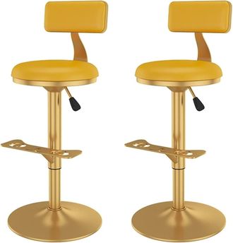 Generic Barhocker, 60-80 cm hoch, 2er-Set drehbare Barhocker aus PU-Leder mit R&uuml;ckenlehne, D-f&ouml;rmiges Metallbein mit Fu&szlig;st&uuml;tze/60-80 cm