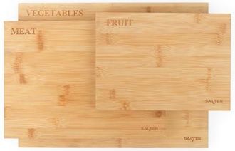 Salter Salter BW07281 3-teiliges Schneidbrett-Set, Küchenbrett aus Bambus, Bretter für Obst, Fleisch und Gemüse, grau farbige Kanten, 5 Jahre Garantie, 3 Stü